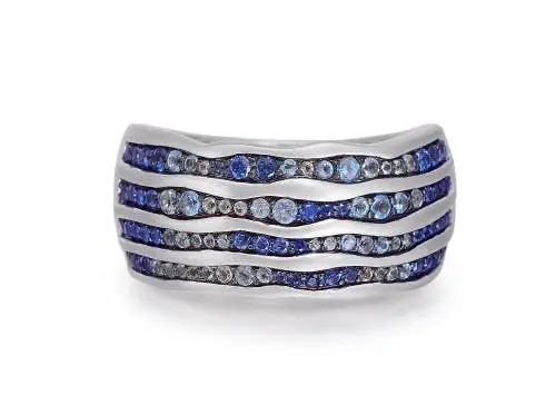 LUVMYJEWELRY Sapphire & Topaz Sterling Band Ring - Silver
