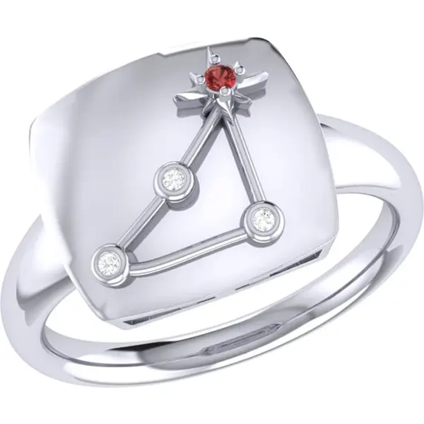 LUVMYJEWELRY Capricorn Garnet And Diamond Signet Ring