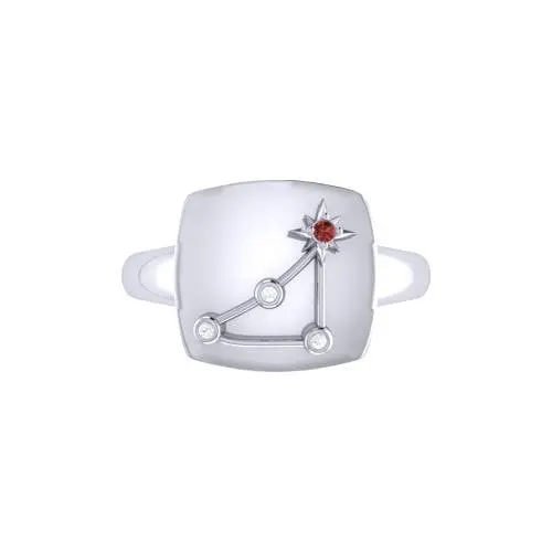 LUVMYJEWELRY Capricorn Garnet And Diamond Signet Ring