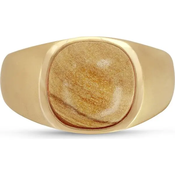 LUVMYJEWELRY Wood Jasper Sterling Silver Signet Ring - 14kt Gold Vermeil On Sterling