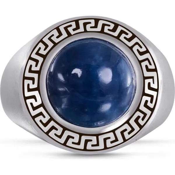 LUVMYJEWELRY Blue Apatite Signet Ring - Silver