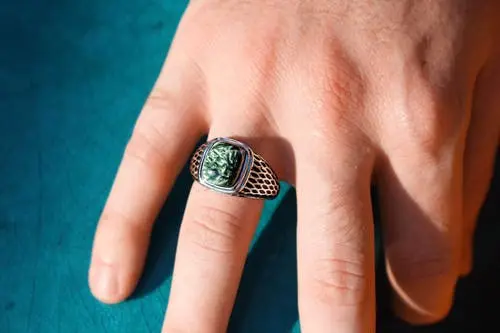 LUVMYJEWELRY Seraphinite Sterling Silver Signet Ring - Green