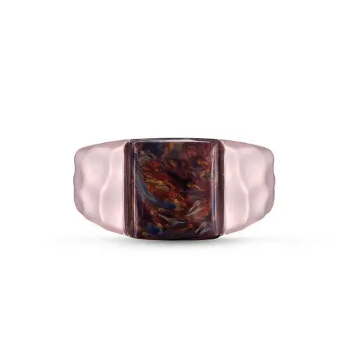 LUVMYJEWELRY Red Pietersite Signet Ring - 14kt Rose Gold Vermeil