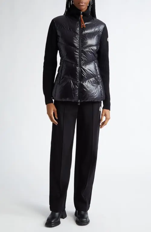 Moncler Quilted Down And Knit Cardigan
