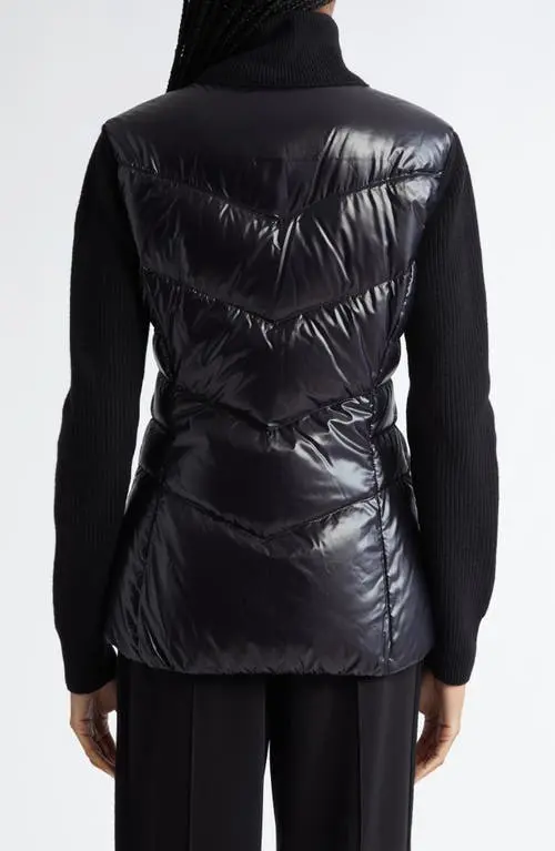 Moncler Quilted Down And Knit Cardigan