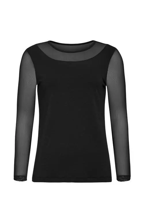 Anatomie Kim Mesh-sleeve Top - Black