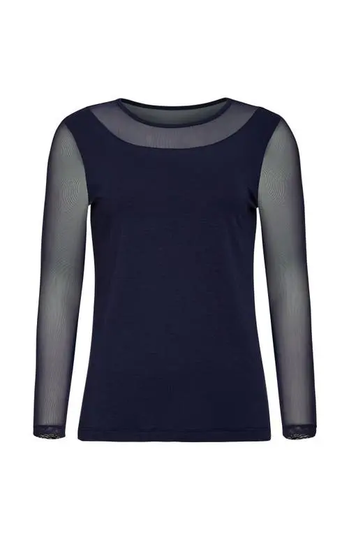 Anatomie Kim Mesh-sleeve Top - Navy