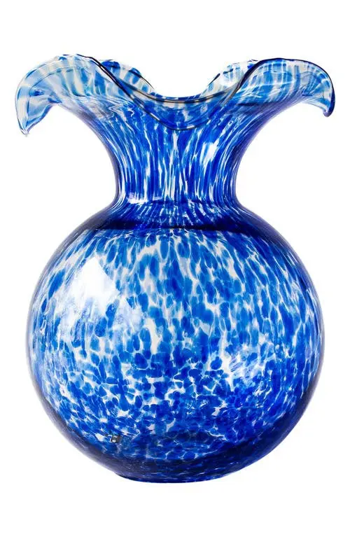VIETRI Hibiscus Fluted Glass Vase - Blue