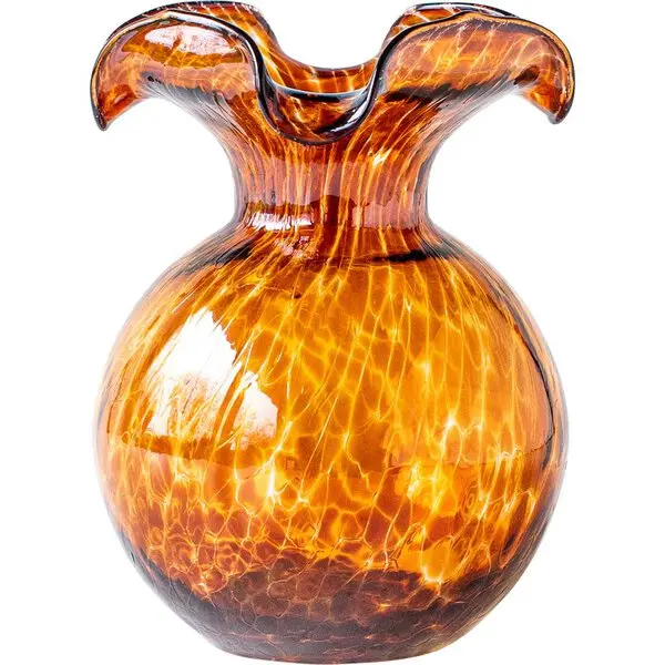 VIETRI Hibiscus Fluted Glass Vase - Brown