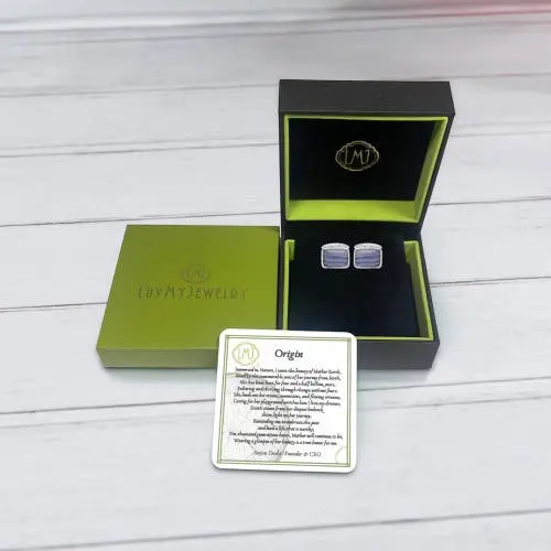 LUVMYJEWELRY Blue Lace Agate Sterling Cufflinks