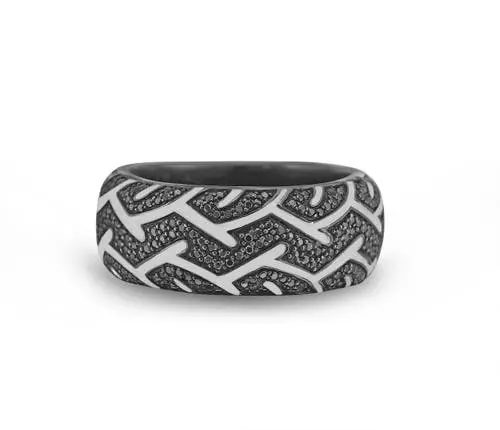 LUVMYJEWELRY American Muscle Tire Tread Ring - Dark Grey