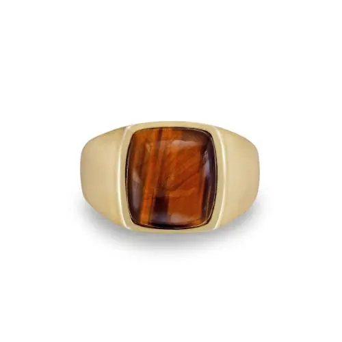 LUVMYJEWELRY Sterling Silver Signet Ring - 14kt Gold Vermeil On Sterling