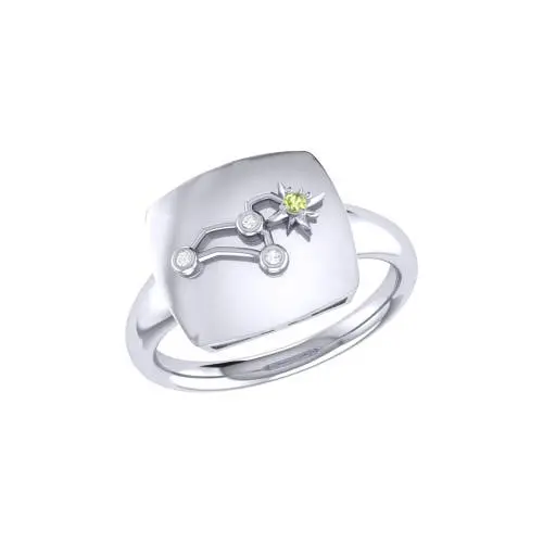 LUVMYJEWELRY Leo Peridot & Diamond Signet Ring