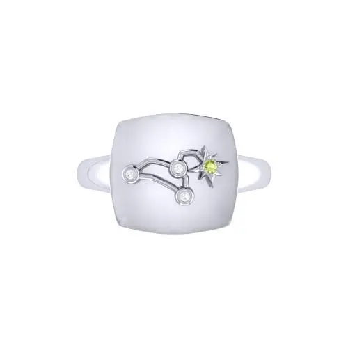 LUVMYJEWELRY Leo Peridot & Diamond Signet Ring