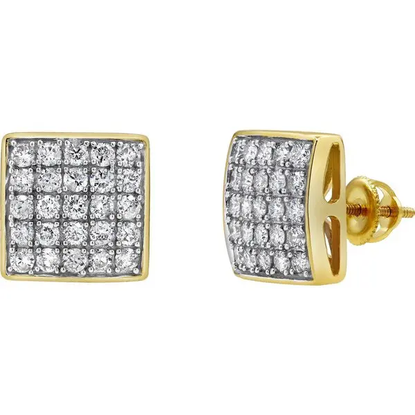LUVMYJEWELRY Block Beat Diamond Stud Earrings 1 Ct - 14k Yellow Gold