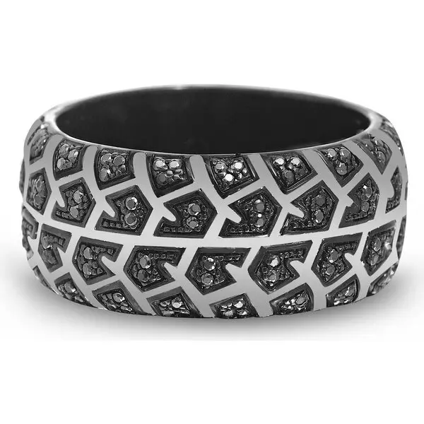LUVMYJEWELRY Sterling Silver And Black Diamond Ring - Dark Grey