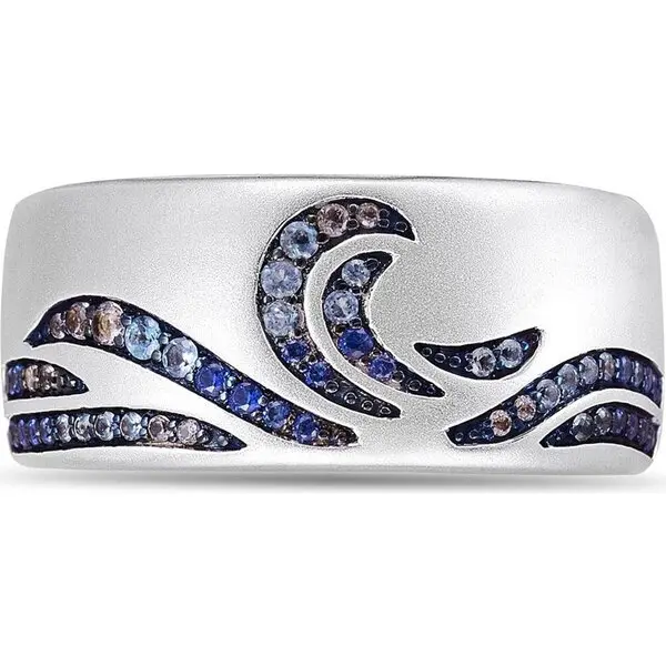 LUVMYJEWELRY Sterling Sapphire & Topaz Band Ring - Silver
