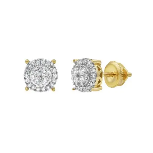 LUVMYJEWELRY Quad Circle Diamond Stud Earrings - 14k Yellow Gold