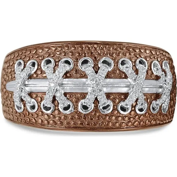 LUVMYJEWELRY 0.20ctw Diamond Band Ring In 925 Sterling Silver - Brown