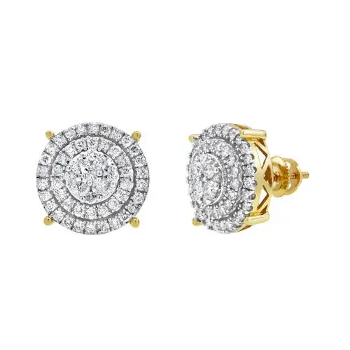 LUVMYJEWELRY Diamond Stud Earrings 1.54ct - 14k Yellow Gold