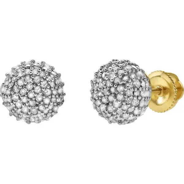 LUVMYJEWELRY Orbius 0.49 Ct. Diamond Stud Earrings - 10k Yellow Gold