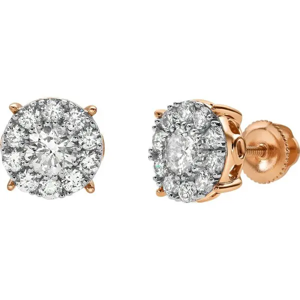 LUVMYJEWELRY Blazers Prime 14k Gold 1.11ct Diamond Stud Earrings - 14k Rose Gold