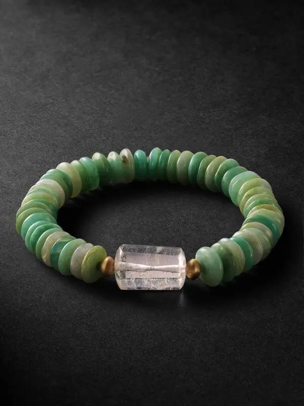 Jacquie Aiche Gold, Chrysoprase And Quartz Beaded Bracelet - Green