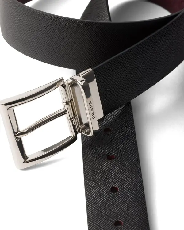Prada Saffiano Leather Reversible Belt - Black