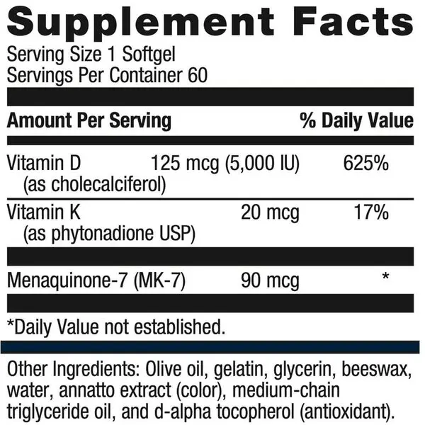METAGENICS D3 5000 +k 60 Softgels