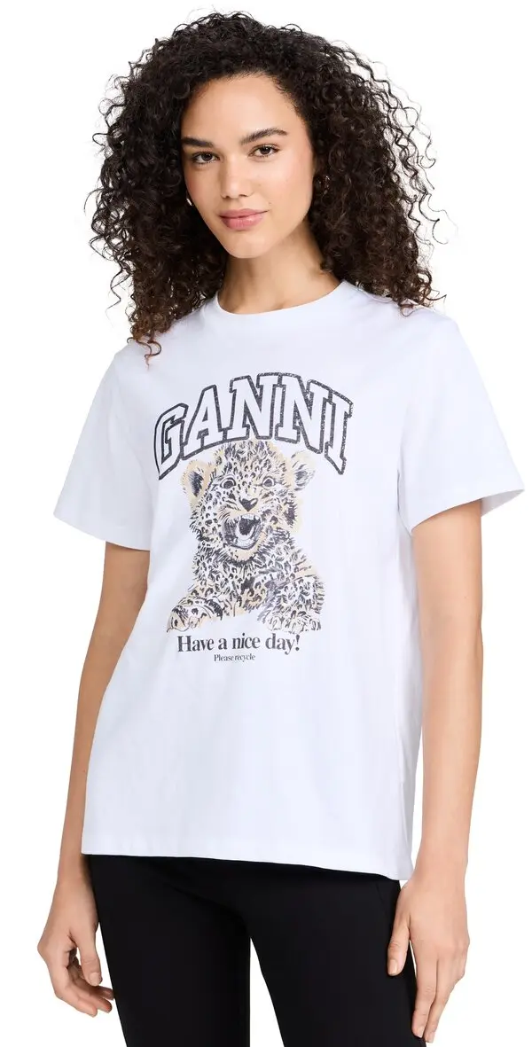 GANNI Basic Jersey Relaxed T-shirt - Leopard