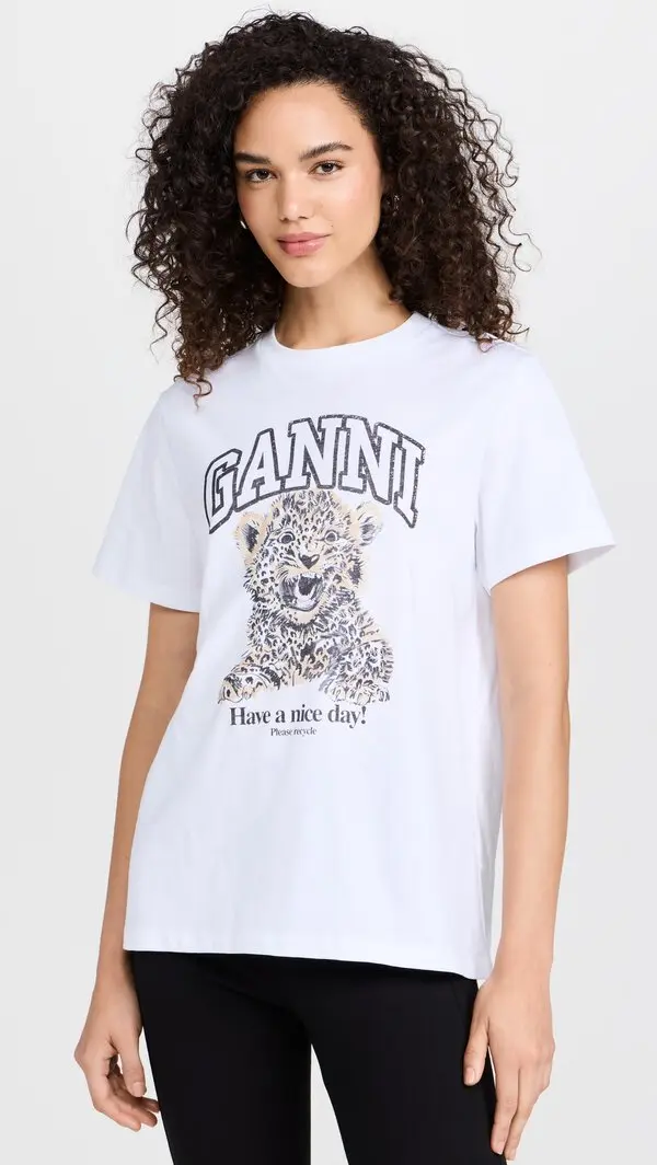 GANNI Basic Jersey Relaxed T-shirt - Leopard