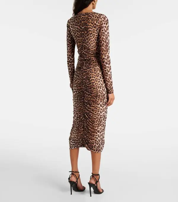 ganni printed mesh dress leopard ganni leopard dress mesh