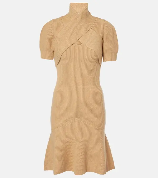 PATOU Wool And Cashmere Minidress - Beige