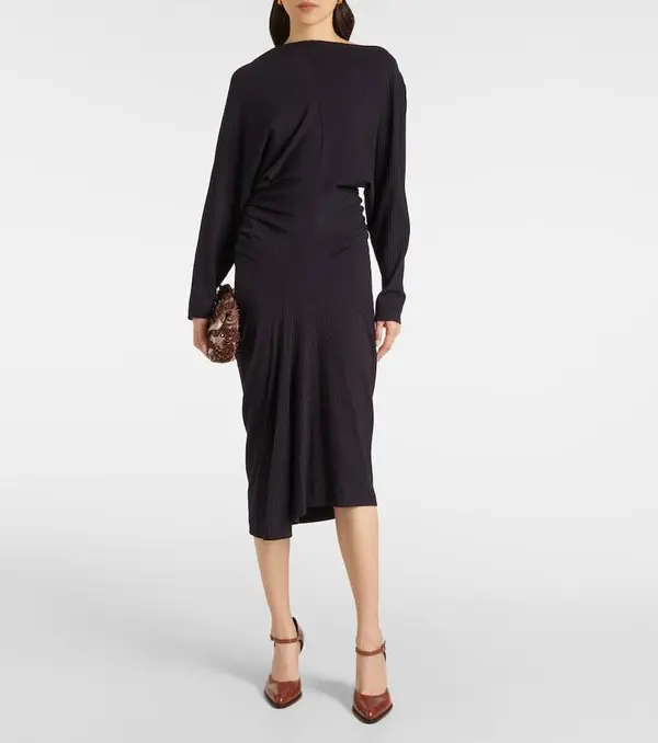Dries Van Noten Draped Jersey Midi Dress