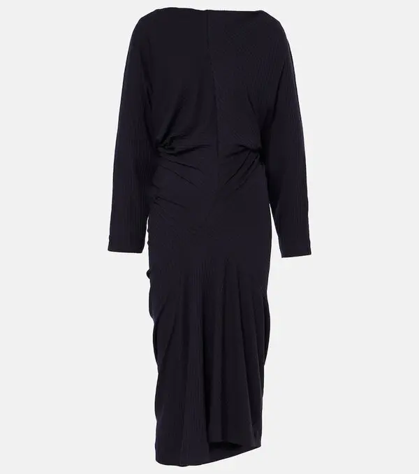 Dries Van Noten Draped Jersey Midi Dress - Blue
