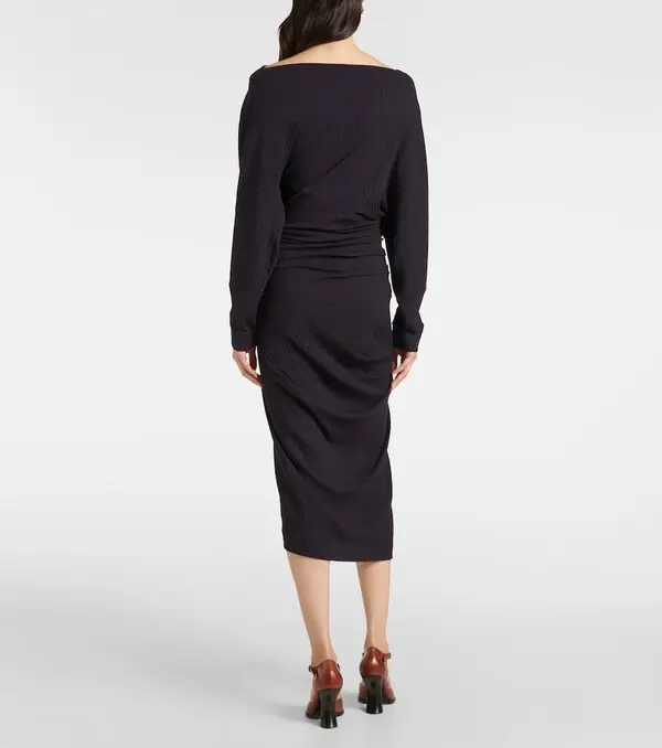 Dries Van Noten Draped Jersey Midi Dress