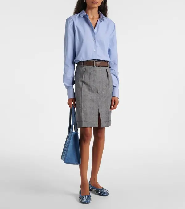 CHRISTIAN LOUBOUTIN Sweetie Jane Spikes Denim Ballet Flats - Blue