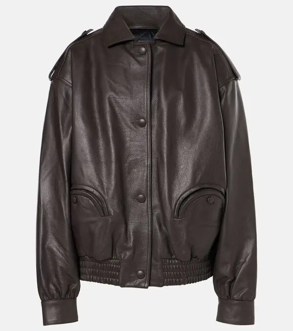 BLAZÉ MILANO Charlie Leather Bomber Jacket - Brown