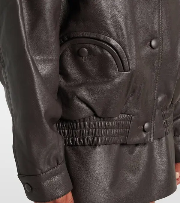 BLAZÉ MILANO Charlie Leather Bomber Jacket - Brown