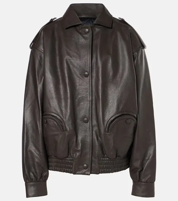 BLAZÉ MILANO Charlie Leather Bomber Jacket - Brown