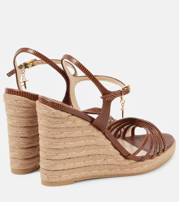 TOM FORD Cabana Leather Wedge Espadrilles