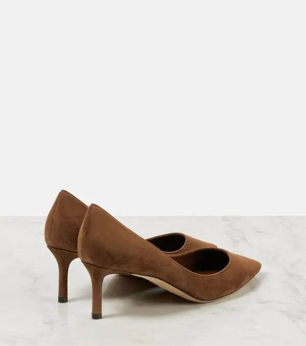 パンプス JIMMY CHOO DARK BROWN SUEDE ROMY 60 PUMPS Jimmy Choo Romy 60 Suede Pumps In Brown - 20% Off | Editorialist