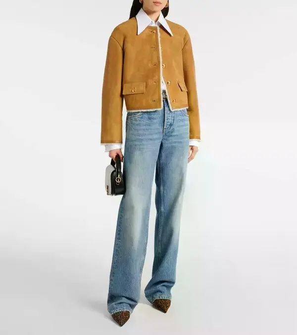 NILI LOTAN Zanie Shearling-lined Suede Jacket - Beige