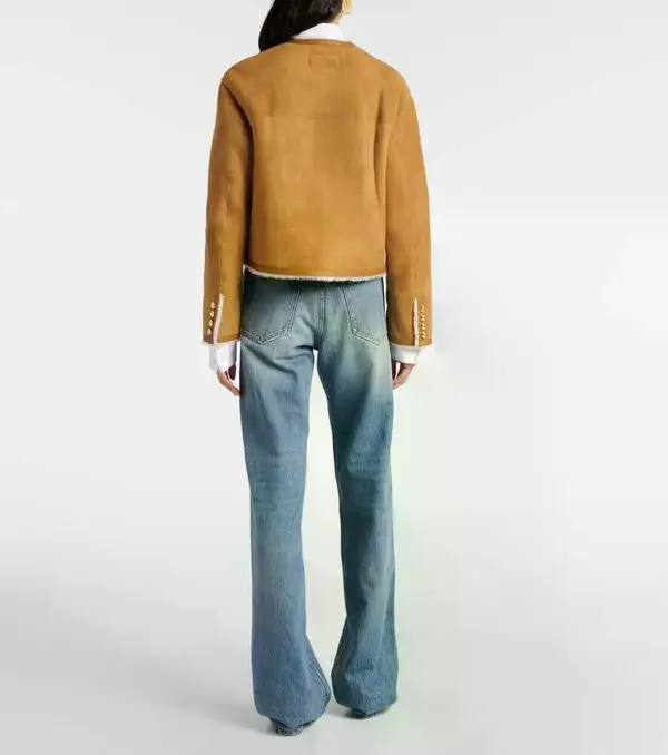 NILI LOTAN Zanie Shearling-lined Suede Jacket - Beige