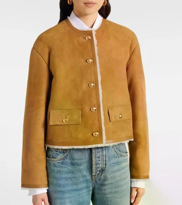 NILI LOTAN Zanie Shearling-lined Suede Jacket - Beige