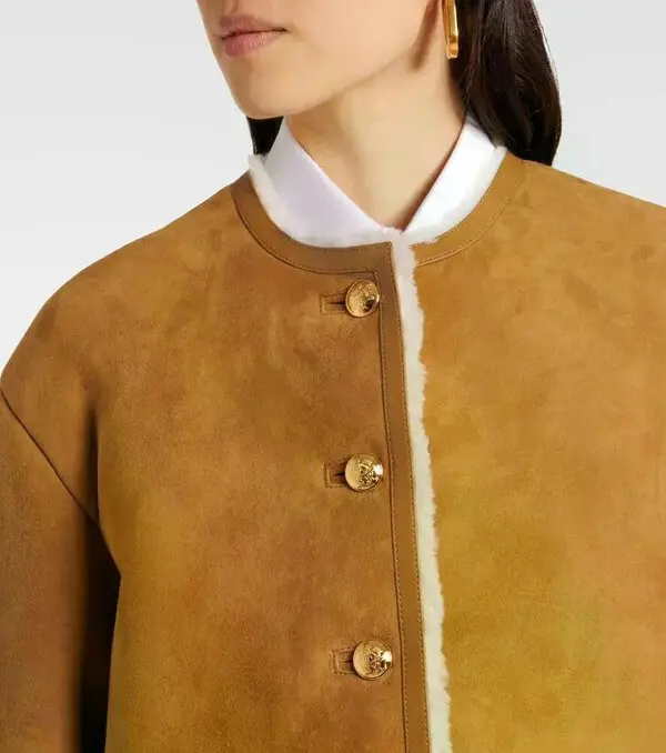 NILI LOTAN Zanie Shearling-lined Suede Jacket - Beige