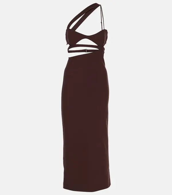 NENSI DOJAKA Asymmetric Silk Midi Dress