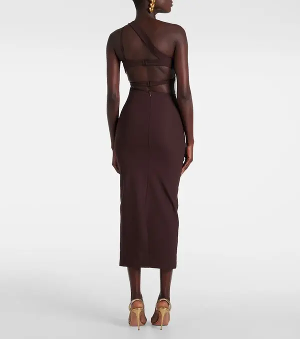 NENSI DOJAKA Asymmetric Silk Midi Dress