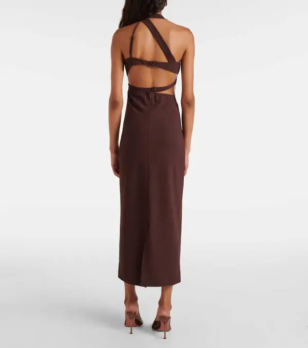 NENSI DOJAKA Asymmetric Silk Midi Dress