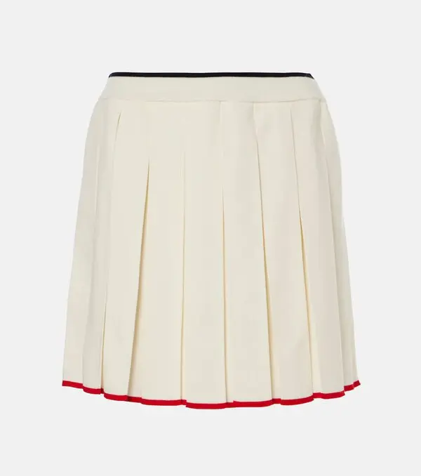 Thom Browne Pleated Wool-blend Mini Skirt - White